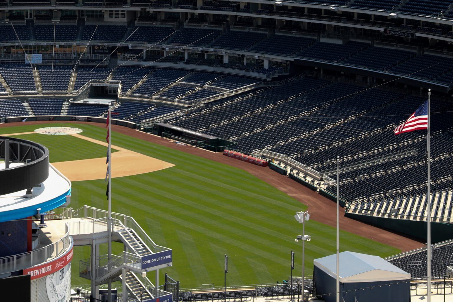 The empty field and stands at Nationals Park, home of Major League ...