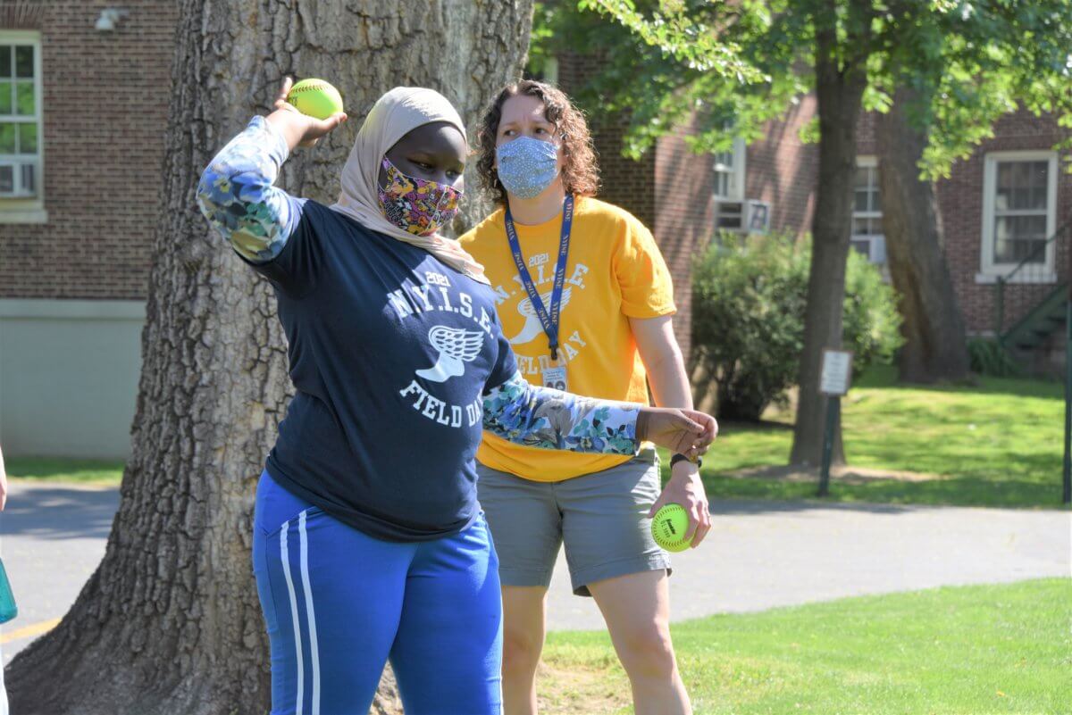 Visually impaired athletes compete during track & field event at the ...