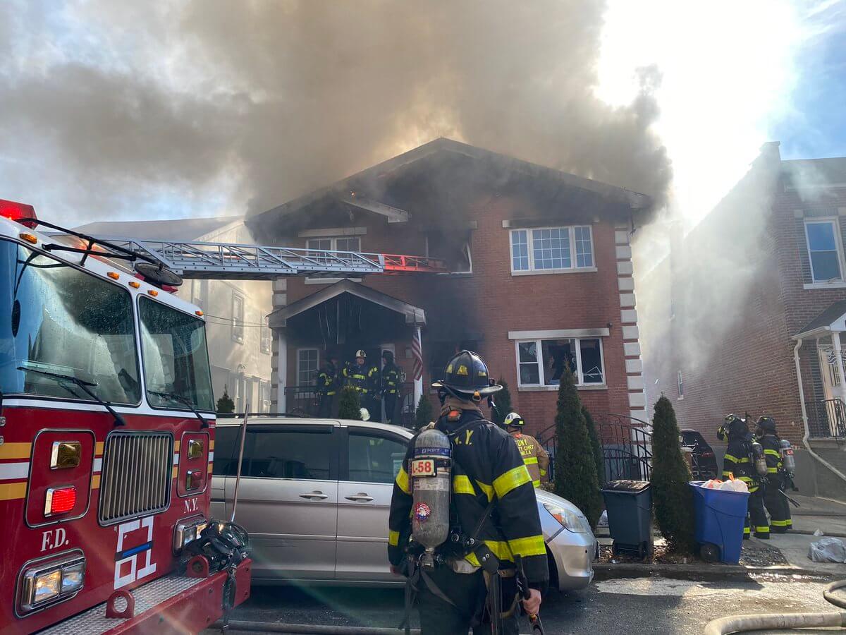 Two firefighters, one civilian injured in two-alarm fire in Pelham Bay ...
