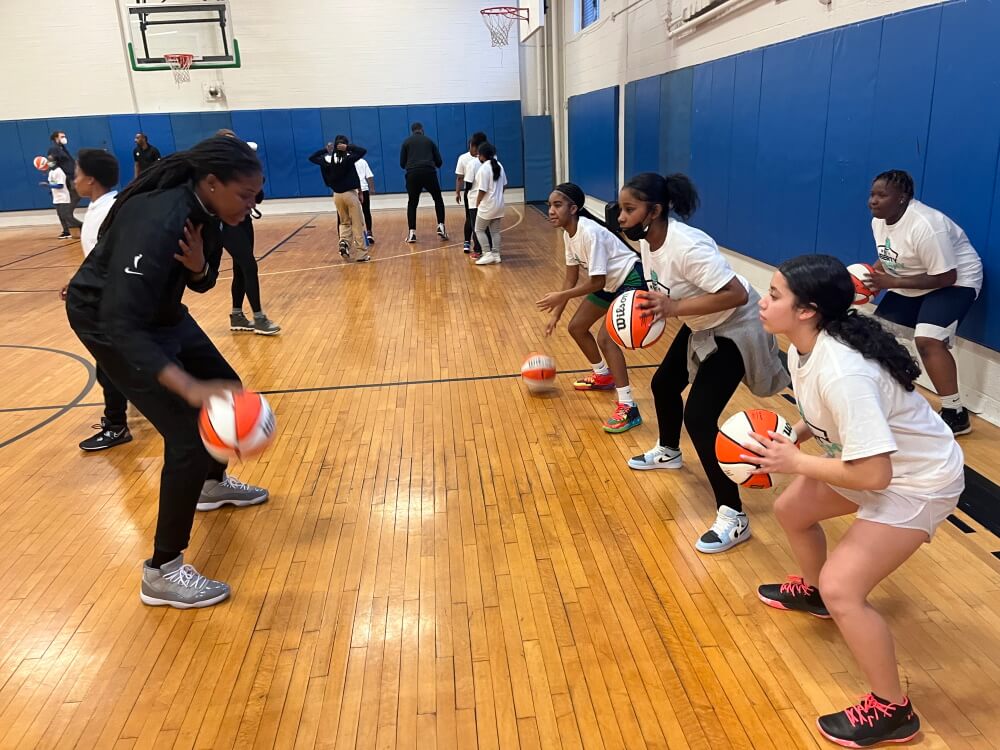Presence of Liberty’s Jonquel Jones at Bronx girls basketball clinic ...