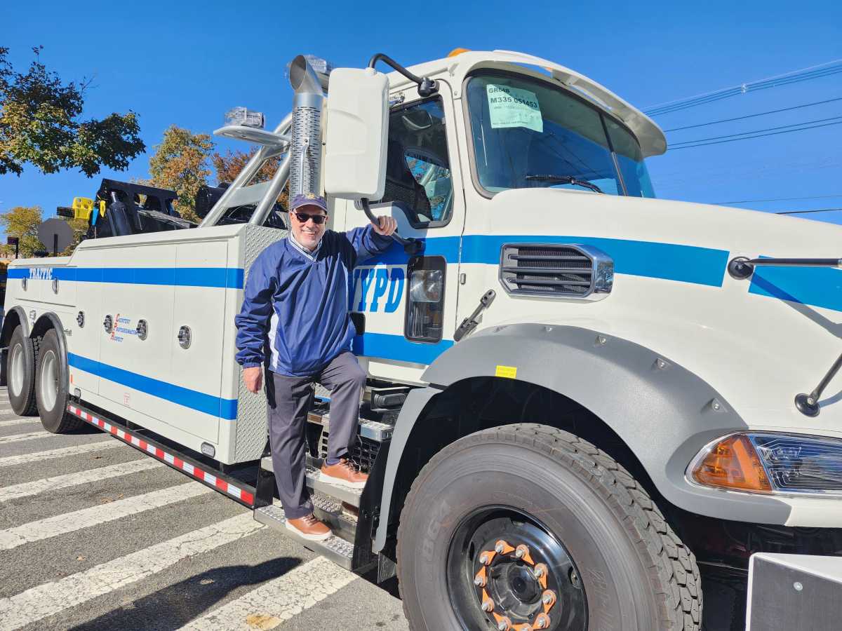 Assembly member Michael Benedetto unveils new tow truck during Throggs ...