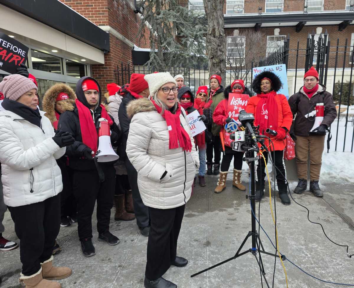 Bronx Council Members Eric Dinowitz and Shirley Aldebol visit picket ...